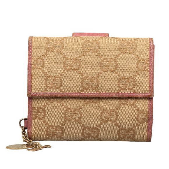 Gucci | Bags | Gucci Gg Canvas Butterfly Charm Bifold Wallet Pink ...